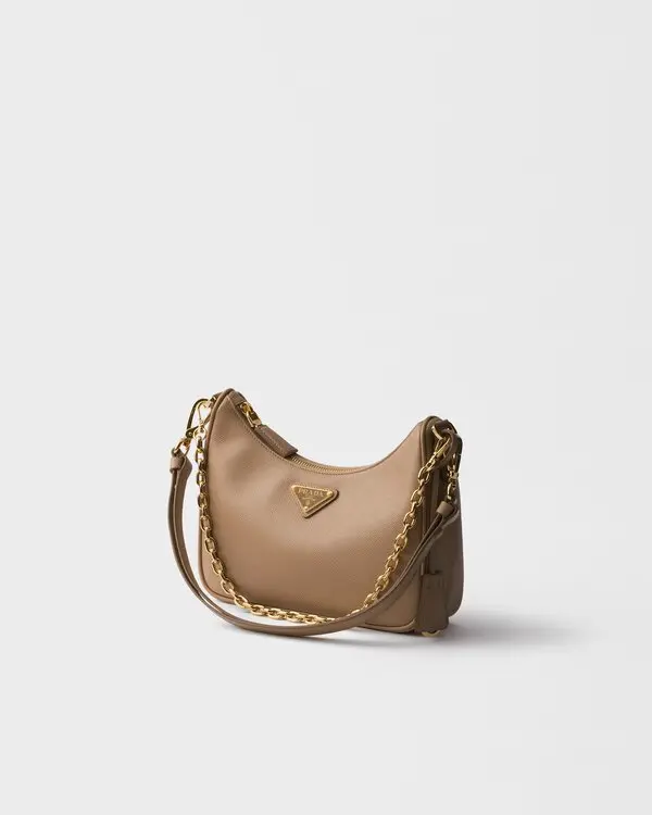 Prada Re-edition Saffiano Leather Mini Bag - Bean Paste Beige