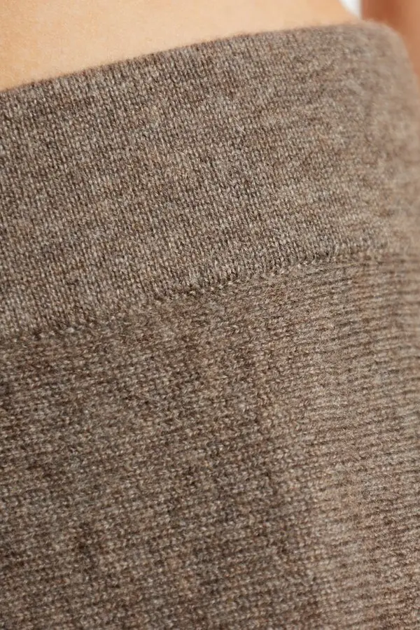 LISA YANG Ribbed Knitted Flared Skirt - Brown