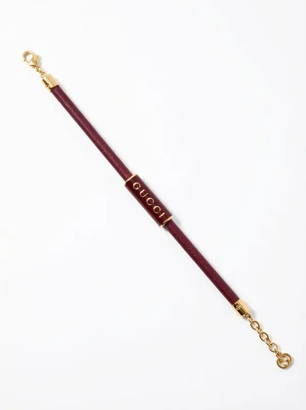 Gucci Leather Bracelet With Enamel Detail - Red