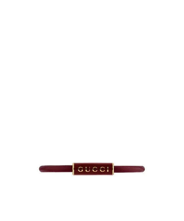 Gucci Leather Bracelet With Enamel Detail - Red