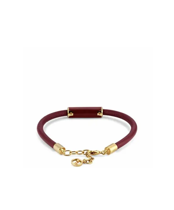 Gucci Leather Bracelet With Enamel Detail - Red