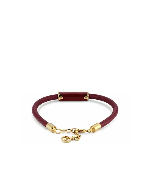 Gucci Leather Bracelet With Enamel Detail - Red
