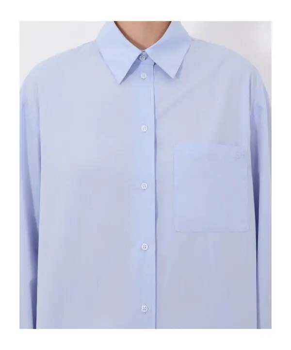 Loulou De Saison Oversized Cotton Poplin Shirt - Blue