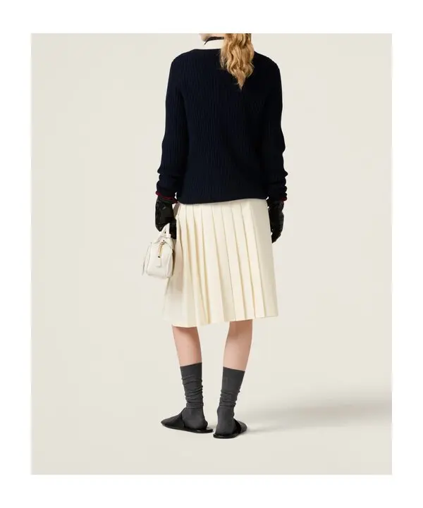 Miu Miu Pleated Mohair Fabric Skirt With Buckled Strap Detail