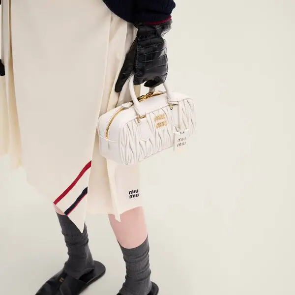 Miu Miu Pleated Mohair Fabric Skirt With Buckled Strap Detail