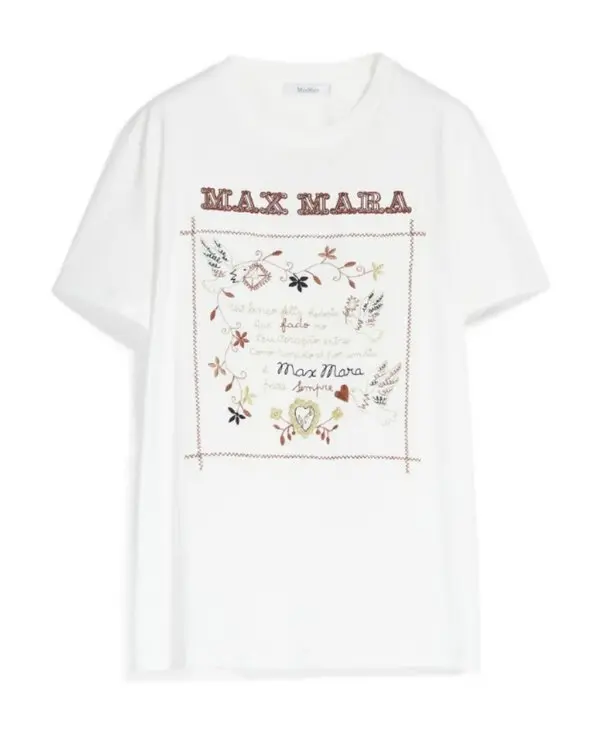 Max Mara Embroidered Slogan T-shirt - White