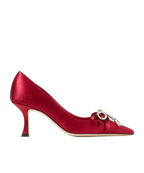 JIMMY CHOO Pointed-toe High Heels With Crystal Bow