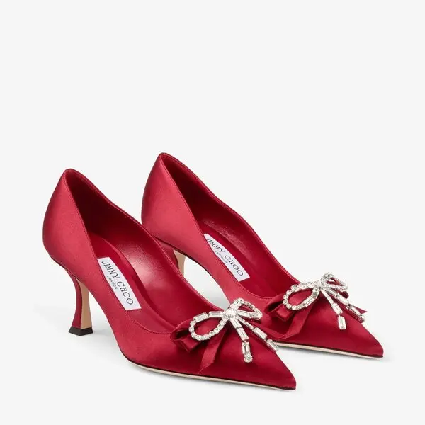 JIMMY CHOO Pointed-toe High Heels With Crystal Bow