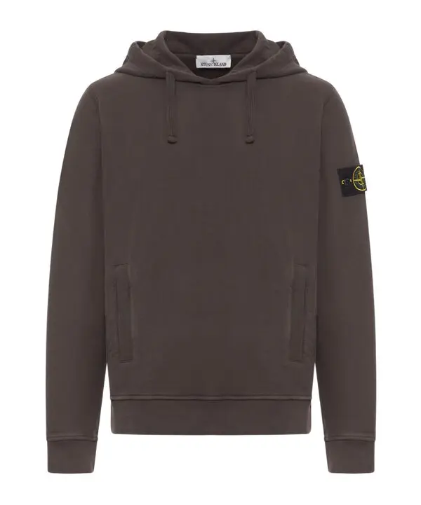 Stone Island Logo Patch Drawstring Hoodie - Leaden