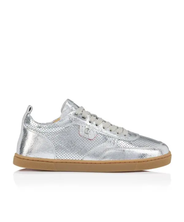 CHRISTIAN LOUBOUTIN Perforated Leather Trainers - Silver