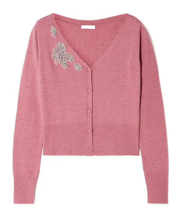 Erdem Long-sleeved Knitted Cardigan - Pink