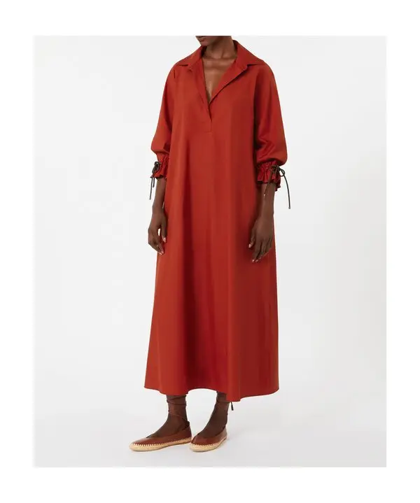 Max Mara Mirto Drawstring Sleeve Maxi Dress - Red