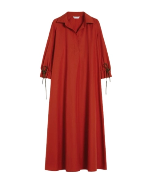 Max Mara Mirto Drawstring Sleeve Maxi Dress - Red