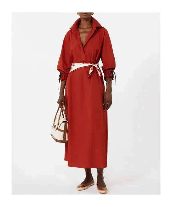 Max Mara Mirto Drawstring Sleeve Maxi Dress - Red
