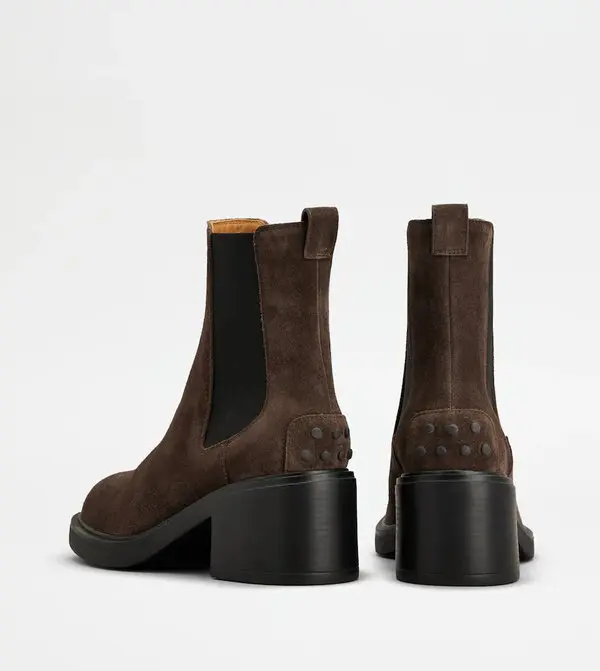 TOD'S Slip-on Ankle Boots With Block Heel - Brown