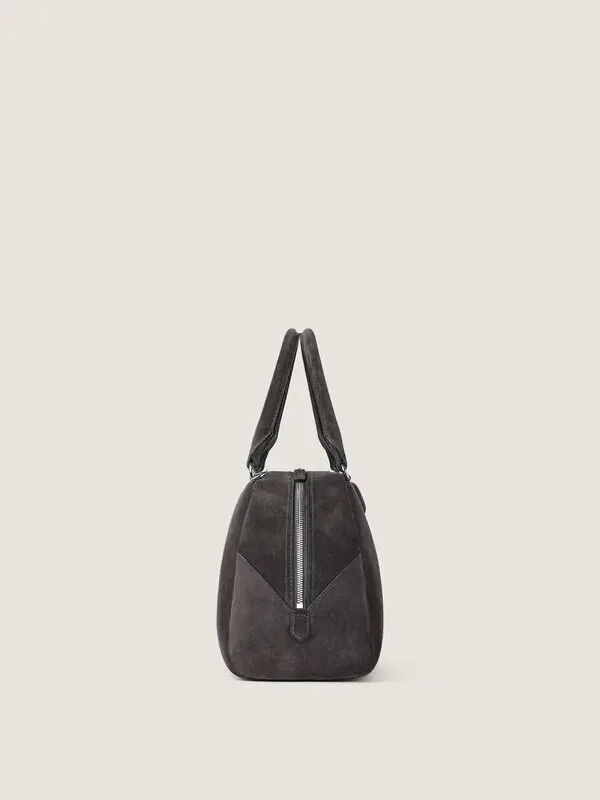 Givenchy Antigona East-west Bowling Bag In Suede - Dark Grey