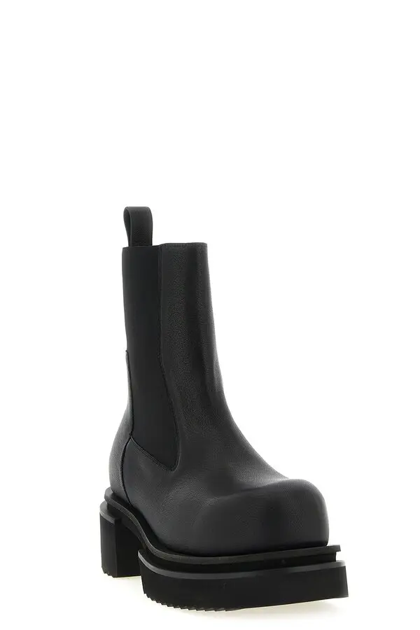 Rick Owens Beetle Bogun Leather Chelsea Boots - Black