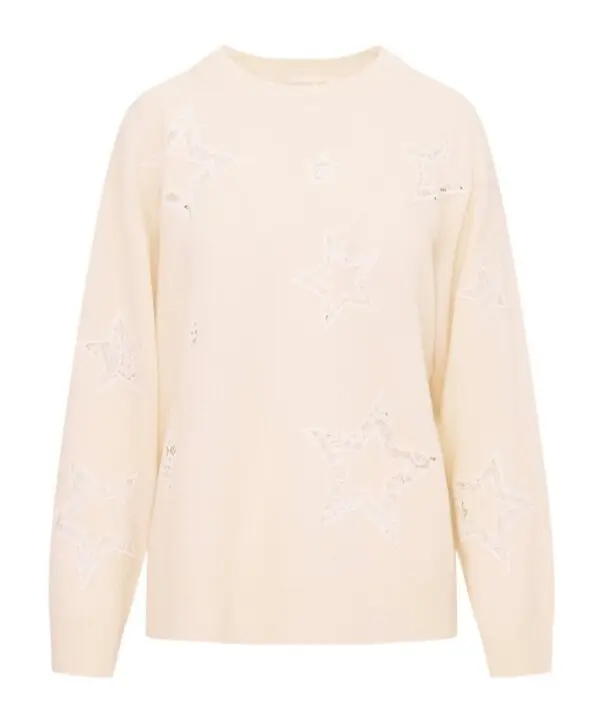 LoveShackFancy Westcott Star Cutout Knitted Sweater - Ivory