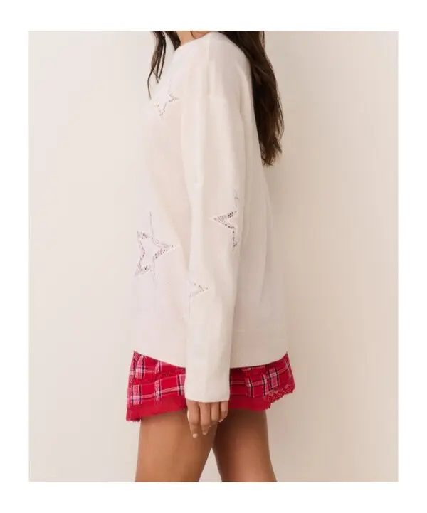 LoveShackFancy Westcott Star Cutout Knitted Sweater - Ivory