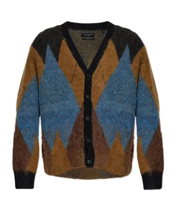 ALLSAINTS Bernie Intarsia V-neck Cardigan - Brown