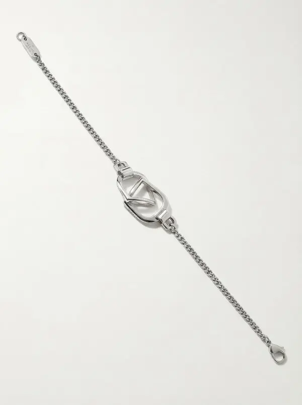 Gucci 925 Staffa Stirrup Buckle Charm Bracelet - Silver