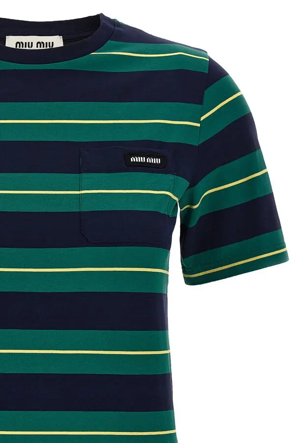 Miu Miu Striped Crewneck T-shirt