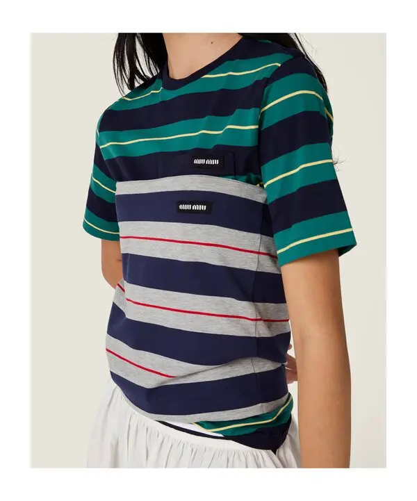 Miu Miu Striped Crewneck T-shirt