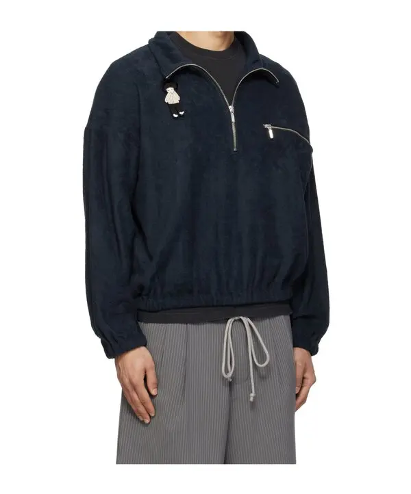 SONG FOR THE MUTE Zip Funnel Sweatshirt - Navy Blue