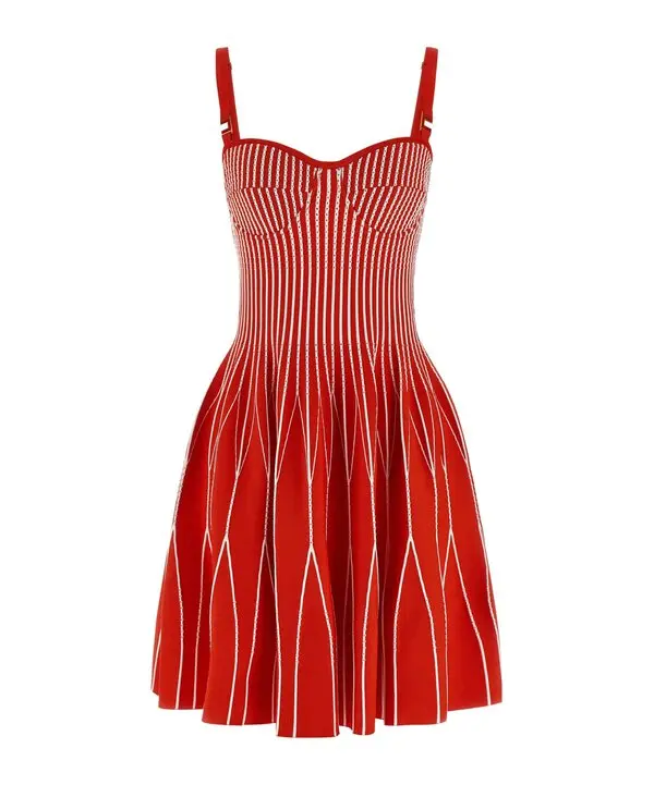 Elisabetta Franchi Pleated Knit Mini Dress