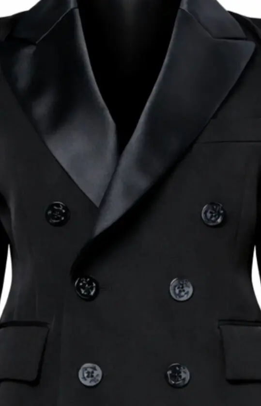 Sacai Double-breasted Padded Jacket With Pointed Collar