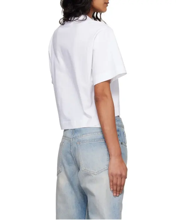 Off-White Cropped T-shirt With Floral Logo