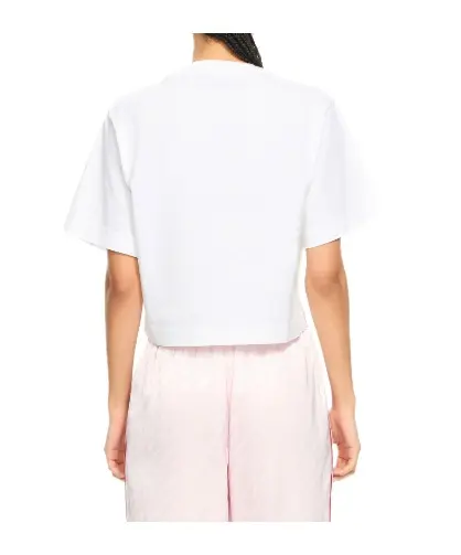 Off-White Cropped T-shirt With Floral Logo
