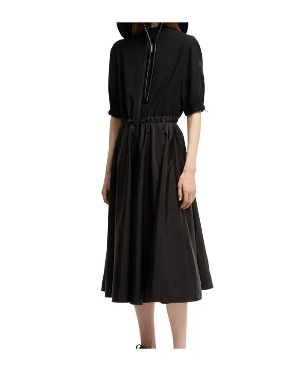 Moncler Midi Dress With Stand-up Collar And Zipper Closure