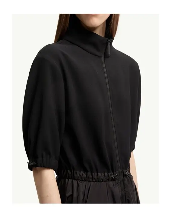 Moncler Midi Dress With Stand-up Collar And Zipper Closure