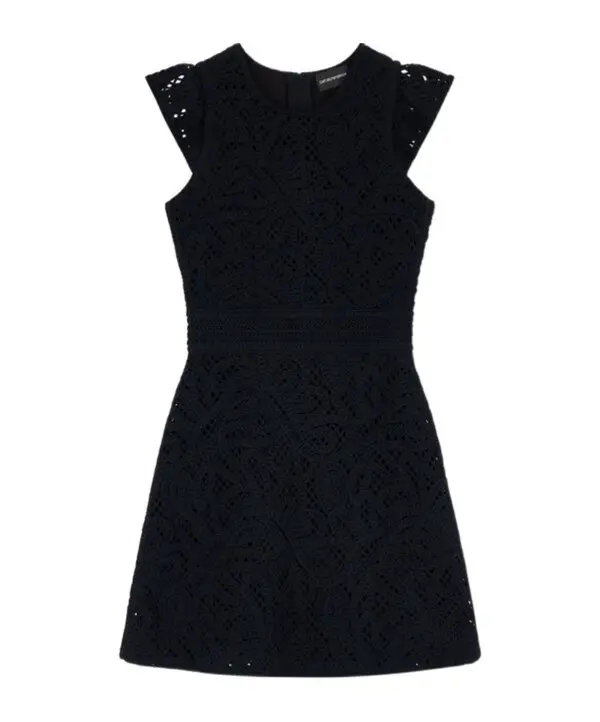 Emporio Armani Macrame-effect Embroidered Cap Sleeve Dress