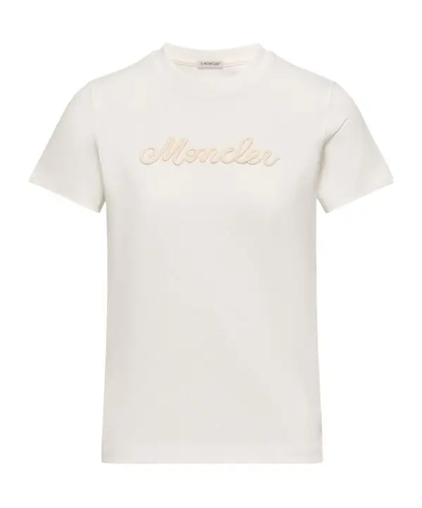 Moncler Embroidered Logo Crewneck T-shirt - White