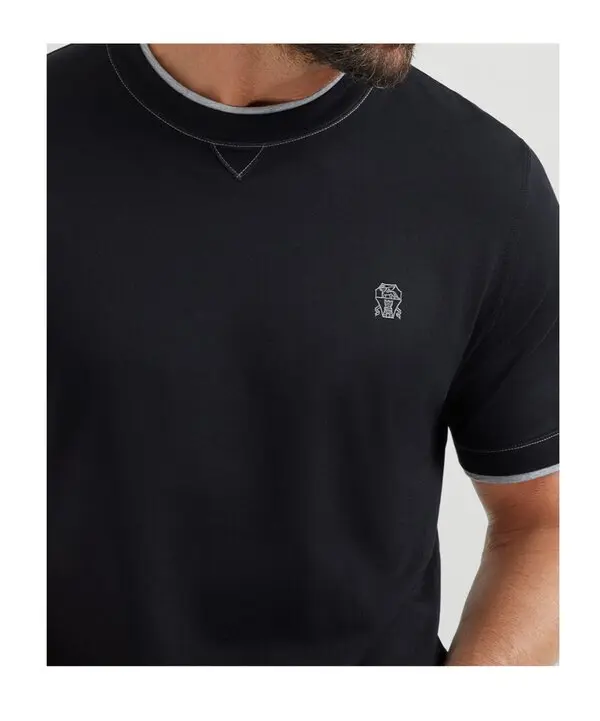 Brunello Cucinelli Logo-embroidery T-shirt - Black