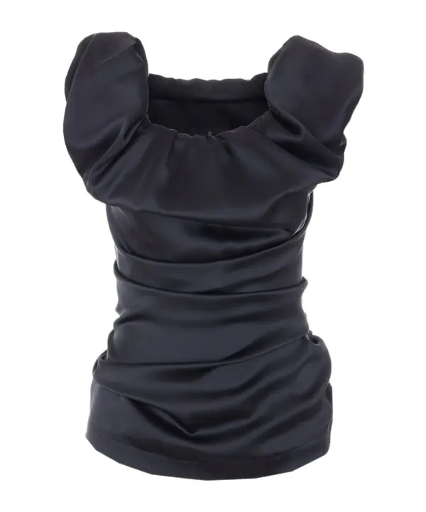 VIVIENNE WESTWOOD Ginnie Top Draped Round Neck Sleeveless - Black