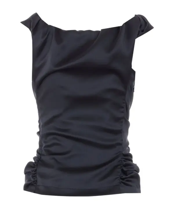 VIVIENNE WESTWOOD Ginnie Top Draped Round Neck Sleeveless - Black