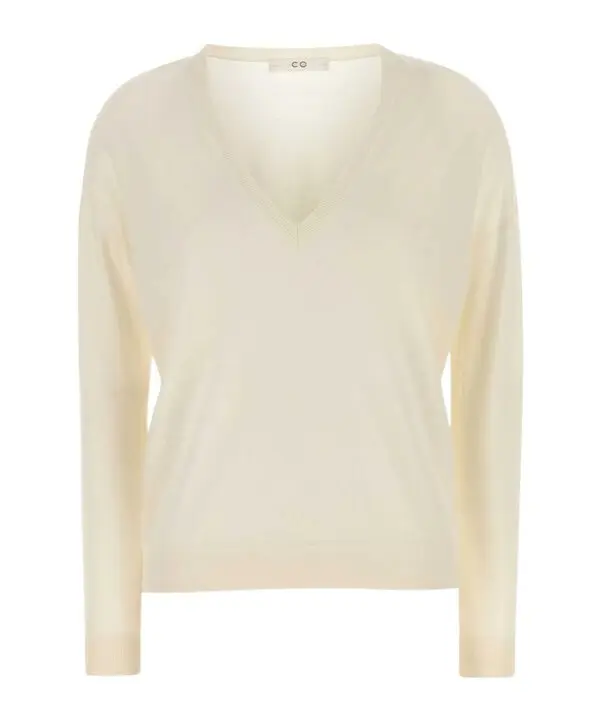 Co Long-sleeved V-neck Pullover - Ivory