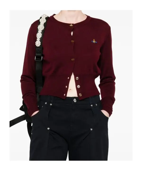 VIVIENNE WESTWOOD Orb Embroidered Cropped Cardigan
