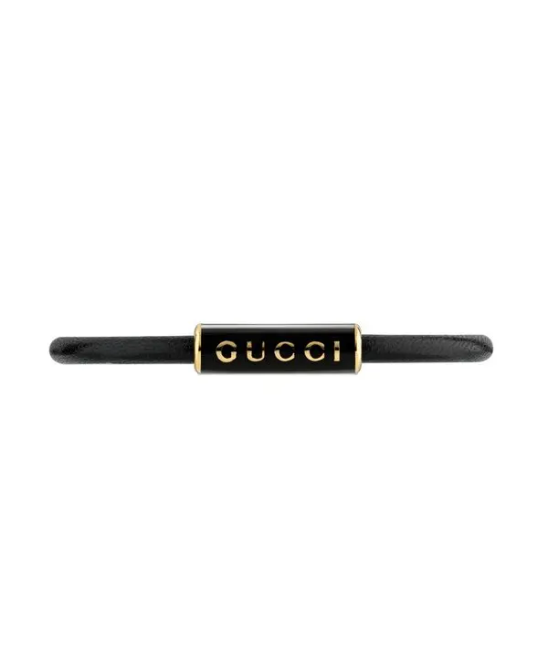 Gucci Enamel Detail Bracelet In Yellow Gold-toned Brass - Black