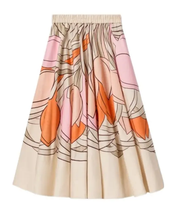 La DoubleJ Blerina Floral-print Midi Skirt - Nude
