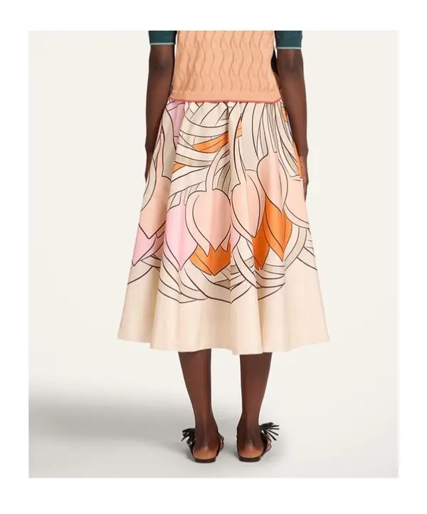 La DoubleJ Blerina Floral-print Midi Skirt - Nude