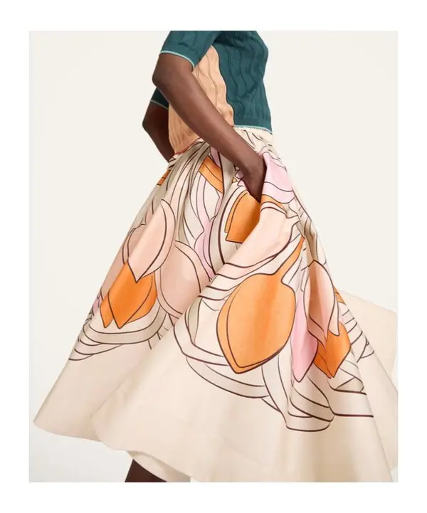 La DoubleJ Blerina Floral-print Midi Skirt - Nude