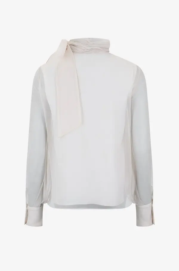 Brunello Cucinelli Bow Detailed High Neck Blouse