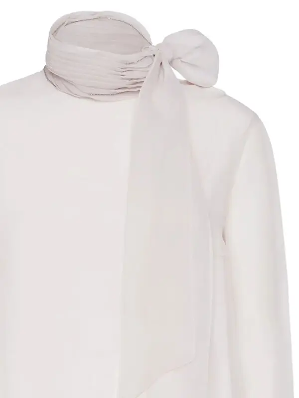 Brunello Cucinelli Bow Detailed High Neck Blouse