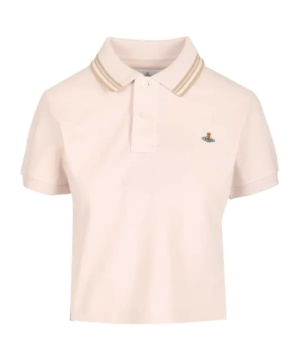 VIVIENNE WESTWOOD Logo Embroidered Short Sleeve Polo Shirt - White