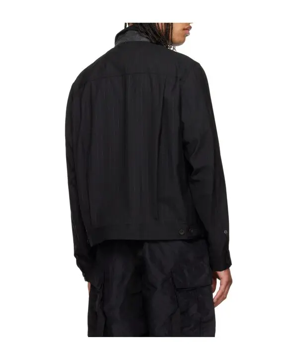 Sacai Wool Blend Jacket With Pin Stripes