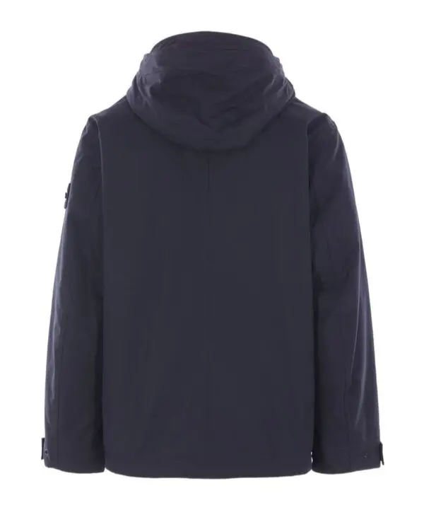 Stone Island Logo Patch Hooded Jacket - Blue